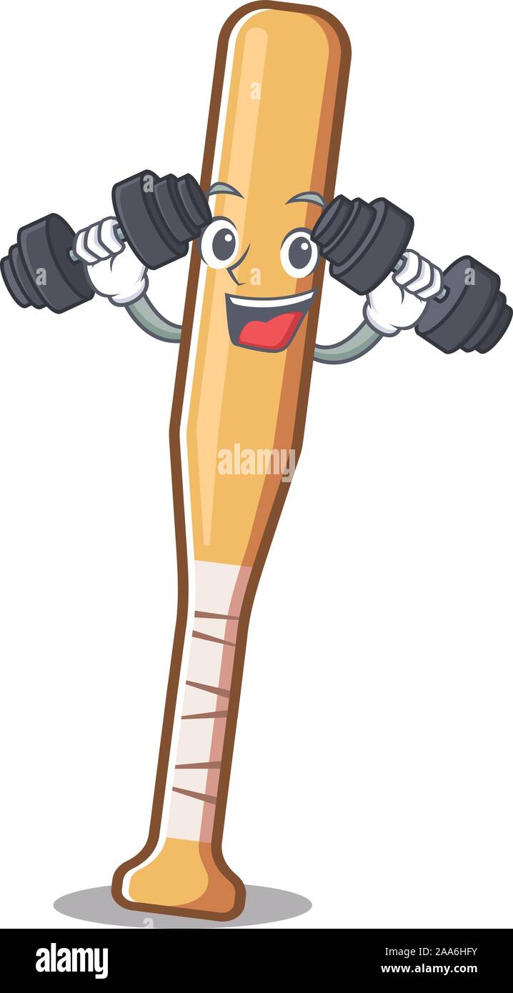 Mascot baseball bat with in with bring barbell cartoon Stock Vector ...
