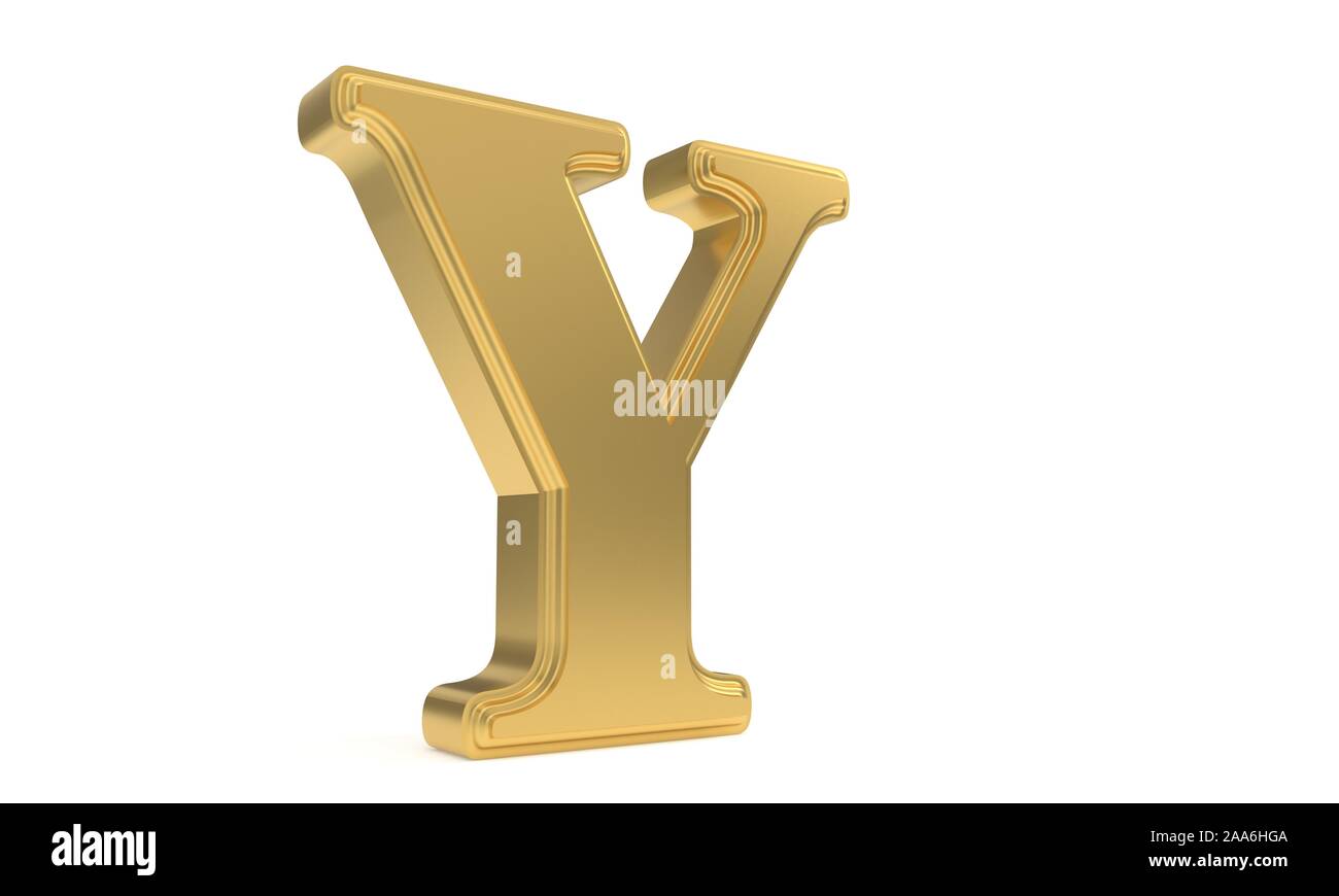 Y gold romantic alphabet, 3d render Stock Photo - Alamy