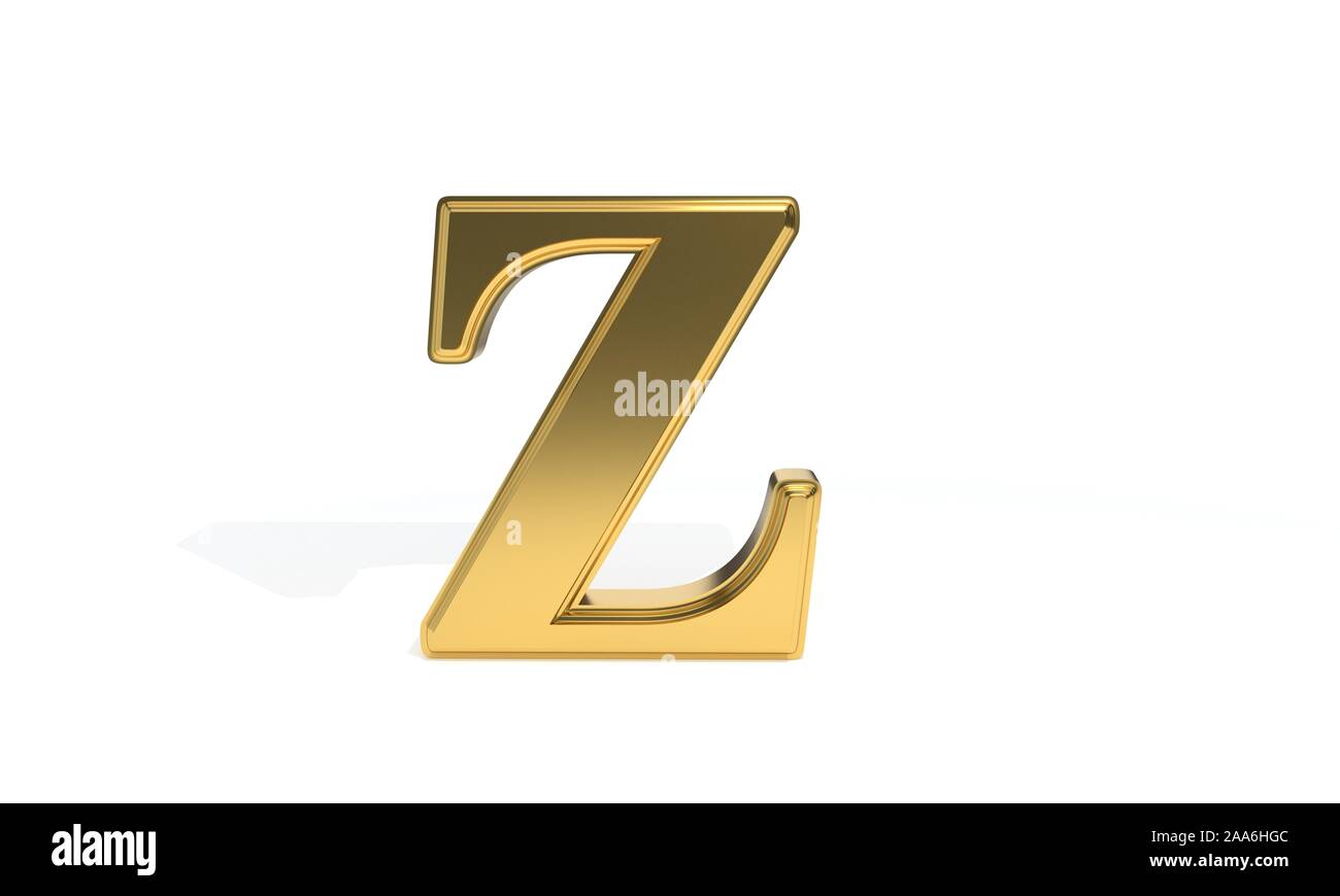 Z gold colored alphabet, 3d render Stock Photo - Alamy