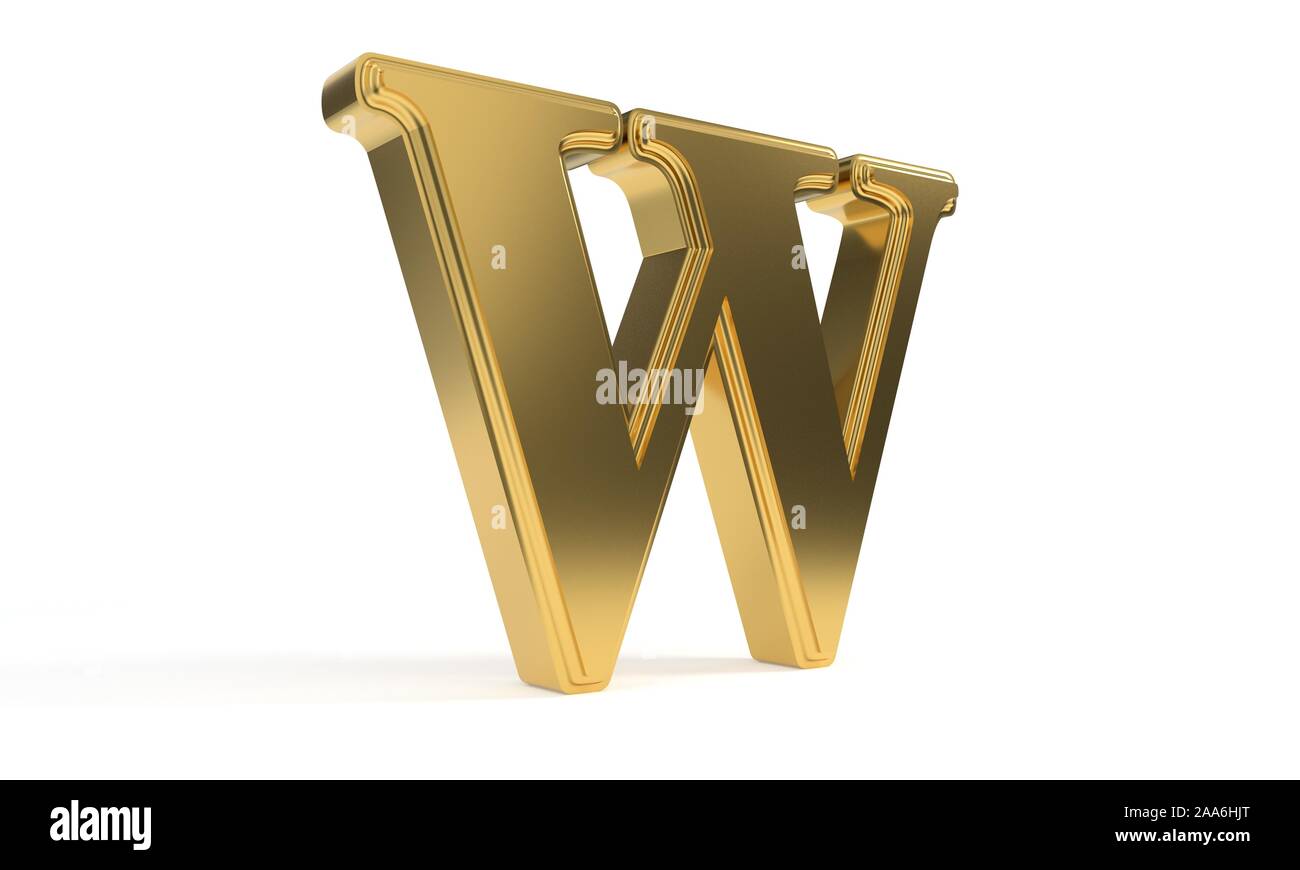 W gold romantic alphabet, 3d render Stock Photo - Alamy