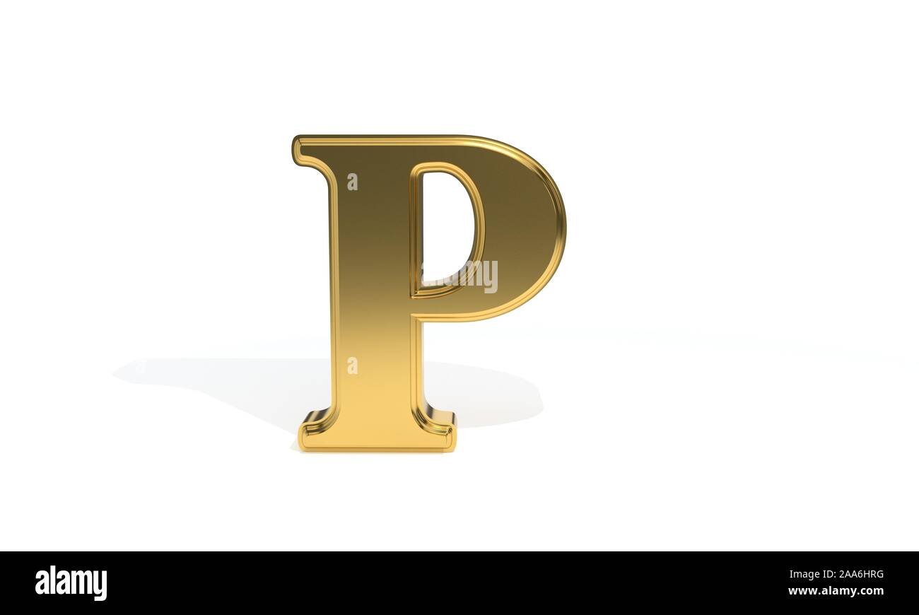 P gold colored alphabet, 3d render Stock Photo - Alamy