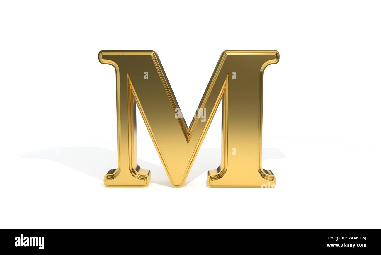 M gold colored alphabet, 3d render Stock Photo - Alamy