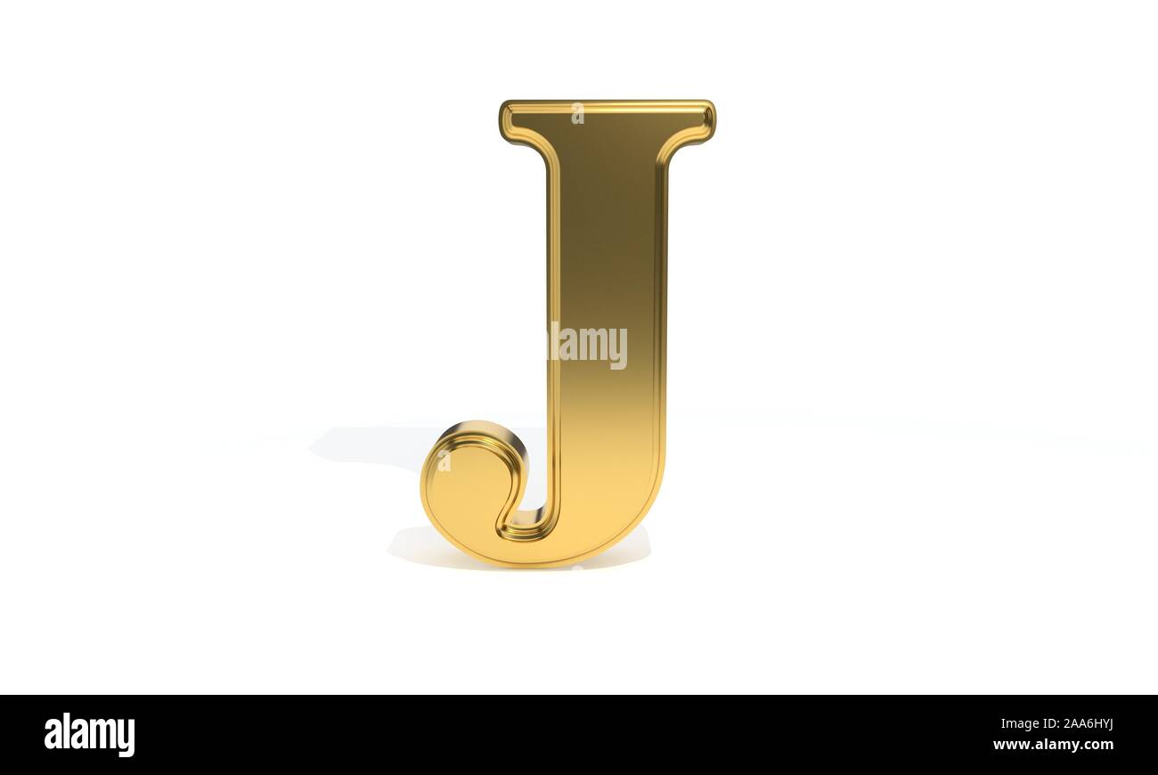 J gold colored alphabet, 3d render Stock Photo - Alamy