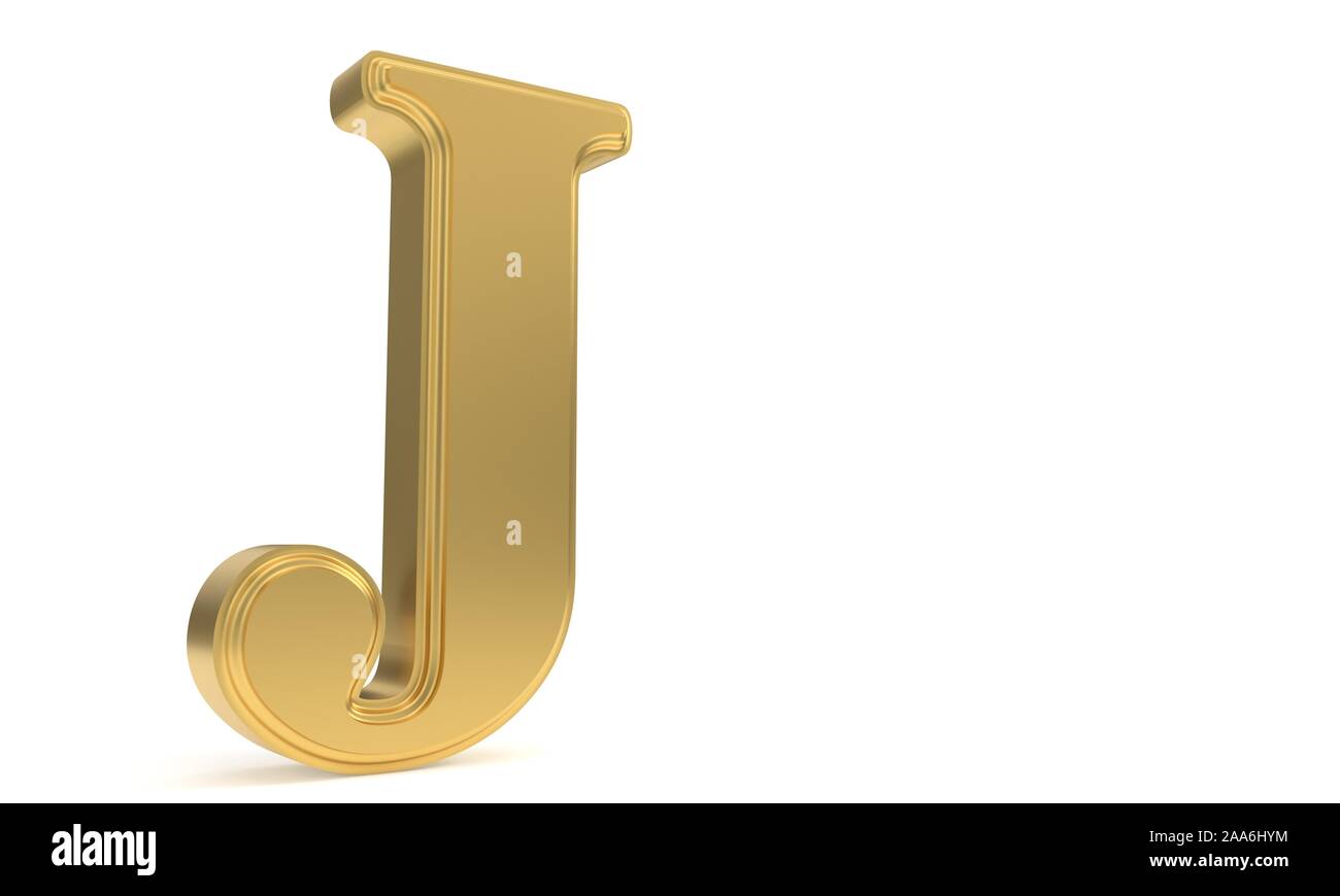 J gold romantic alphabet, 3d render Stock Photo - Alamy