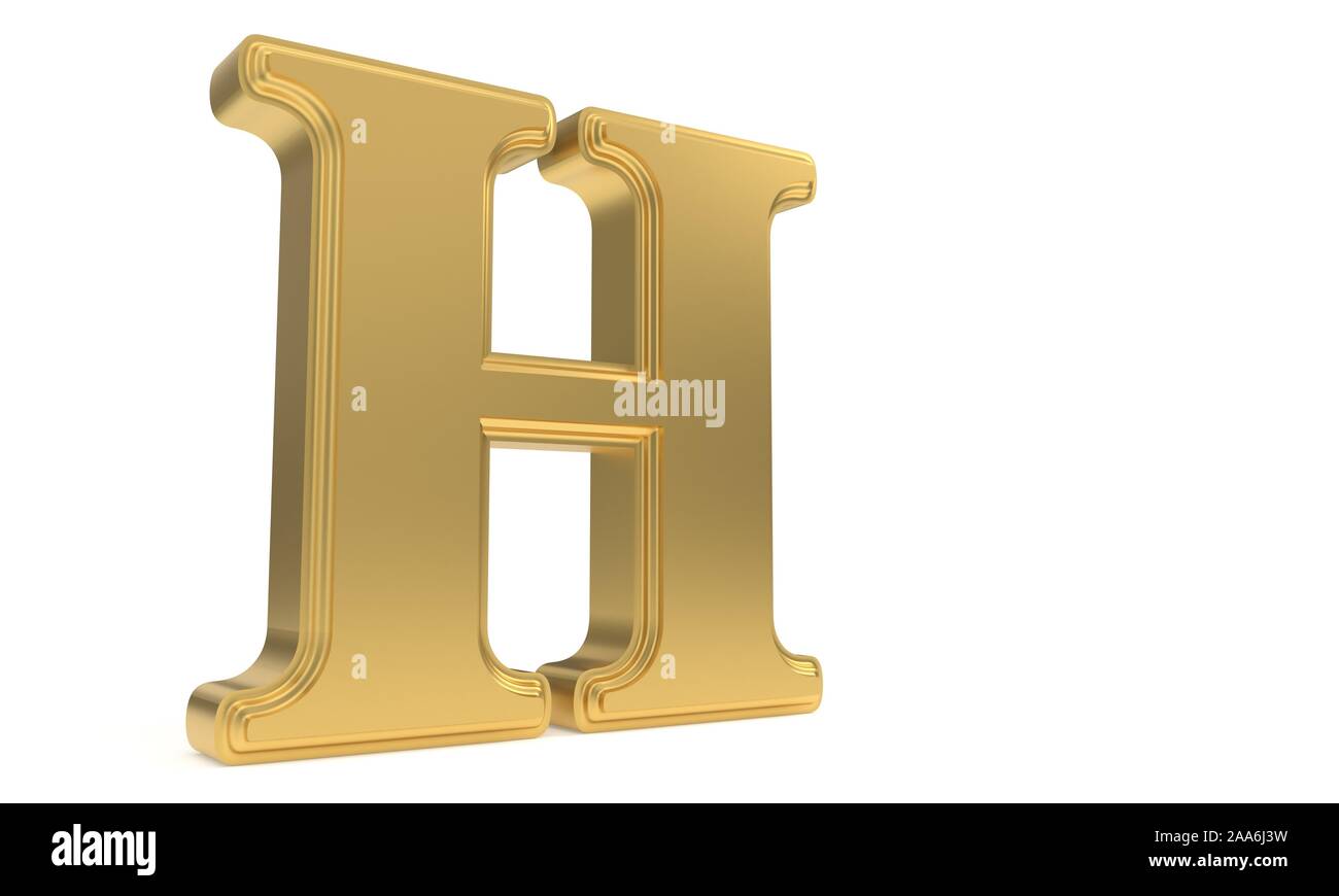 H gold romantic alphabet, 3d render Stock Photo - Alamy