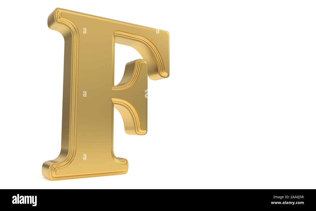 F gold romantic alphabet, 3d render Stock Photo - Alamy