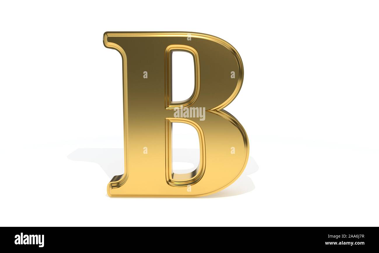 B gold colored alphabet, 3d render Stock Photo - Alamy