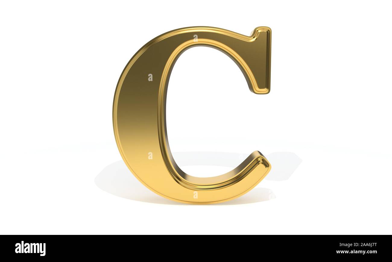 C gold colored alphabet, 3d render Stock Photo - Alamy