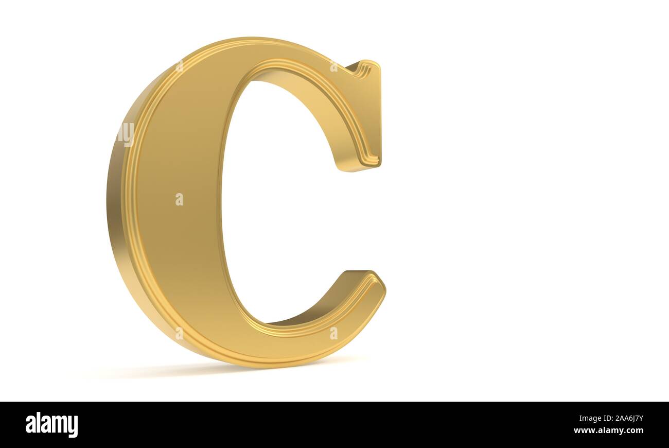 C gold romantic alphabet, 3d render Stock Photo - Alamy