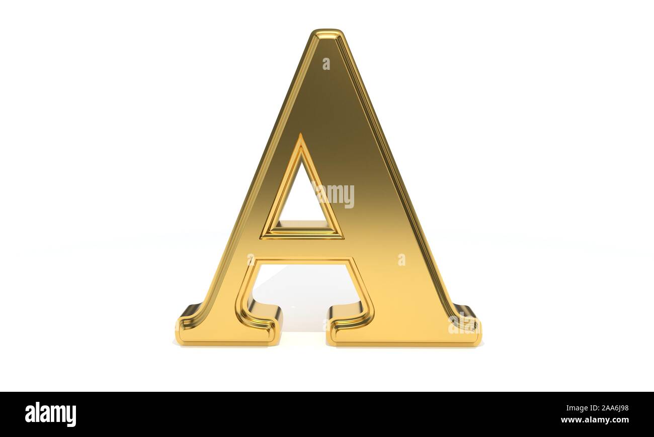 A gold colored alphabet, 3d render Stock Photo - Alamy