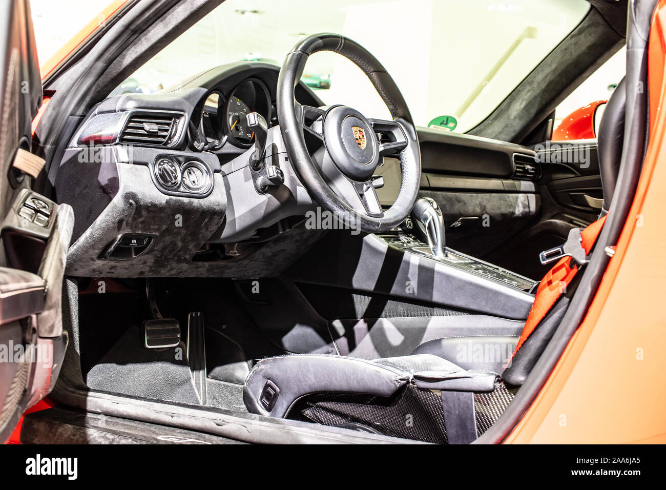 Stuttgart, Germany, Sep 2019: metallic red Porsche 911 GT3 RS 2018, 991 ...