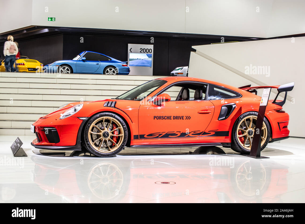 Stuttgart, Germany, Sep 2019: metallic red Porsche 911 GT3 RS 2018, 991 ...