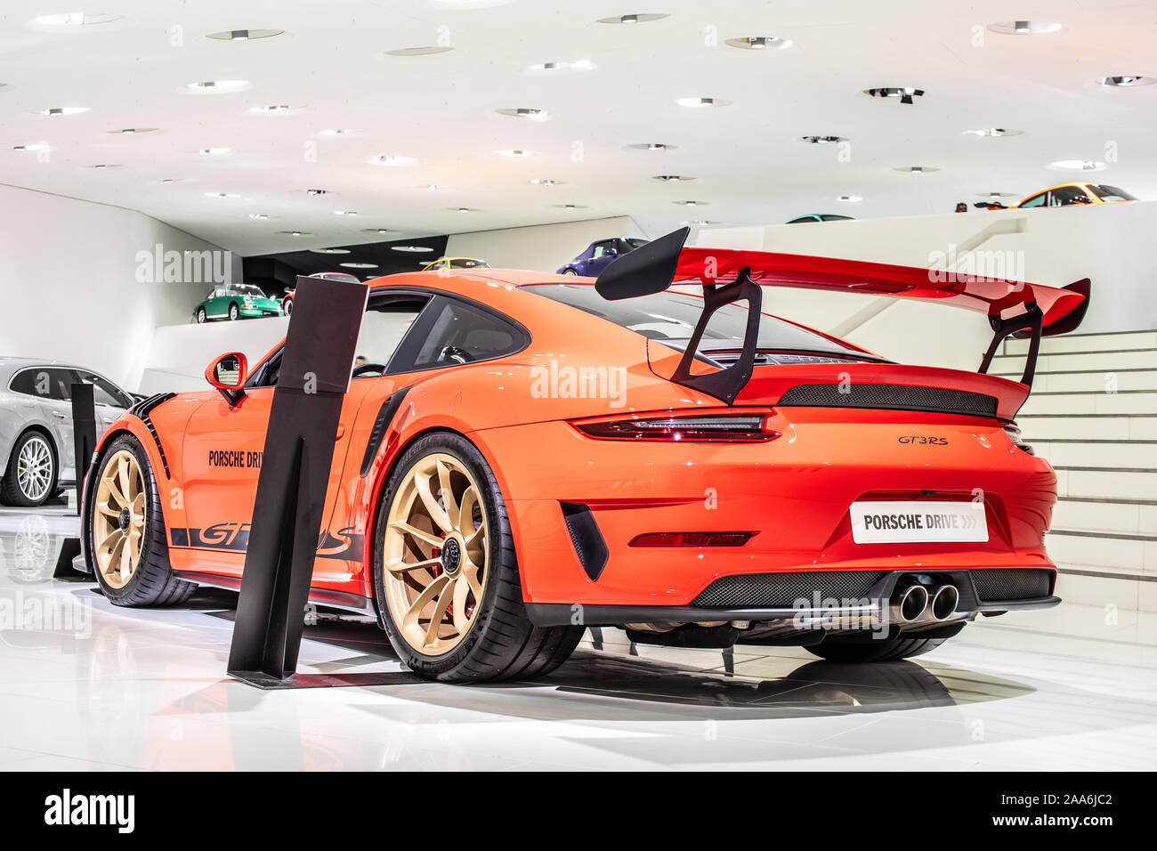 Stuttgart, Germany, Sep 2019: metallic red Porsche 911 GT3 RS 2018, 991 ...