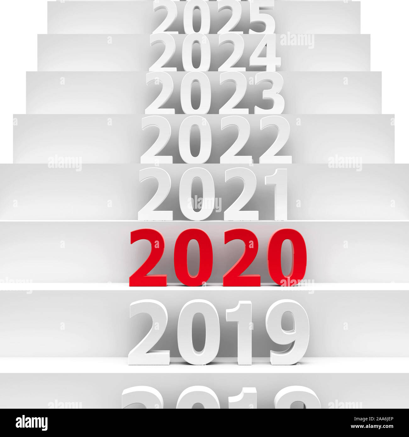 2020 future on podium represents the new year 2020, three-dimensional ...
