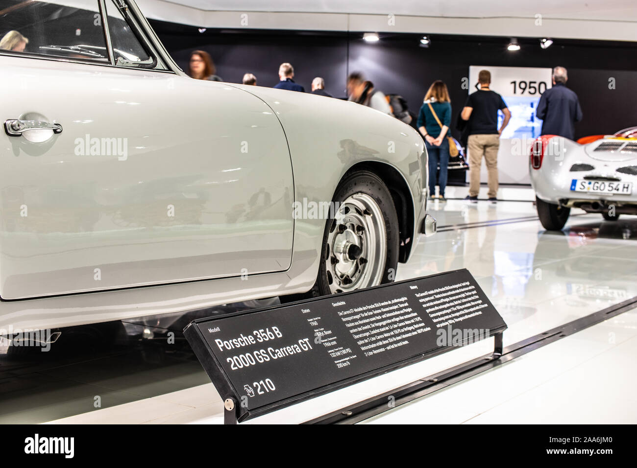 Collection of Porsche cars on display at Porsche Museum in Stuttgart ...