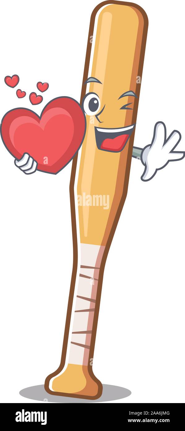 Cartoon baseball bat with the holding heart character Stock Vector ...