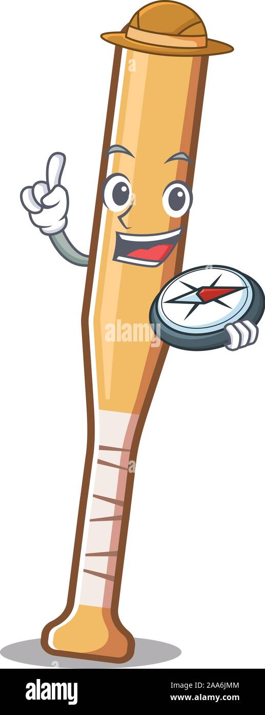 Cartoon baseball bat with the holding compass character Stock Vector ...
