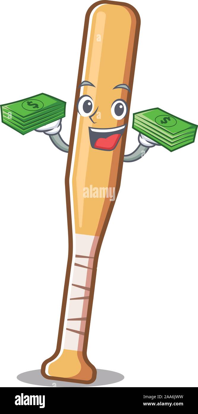 Cartoon baseball bat with the holding money character Stock Vector ...