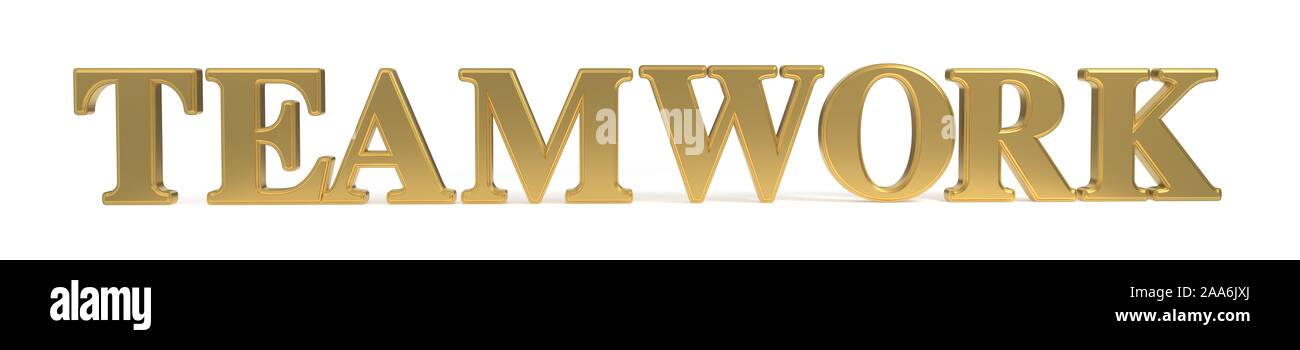 Gold-colored teamwork post, 3d render Stock Photo - Alamy
