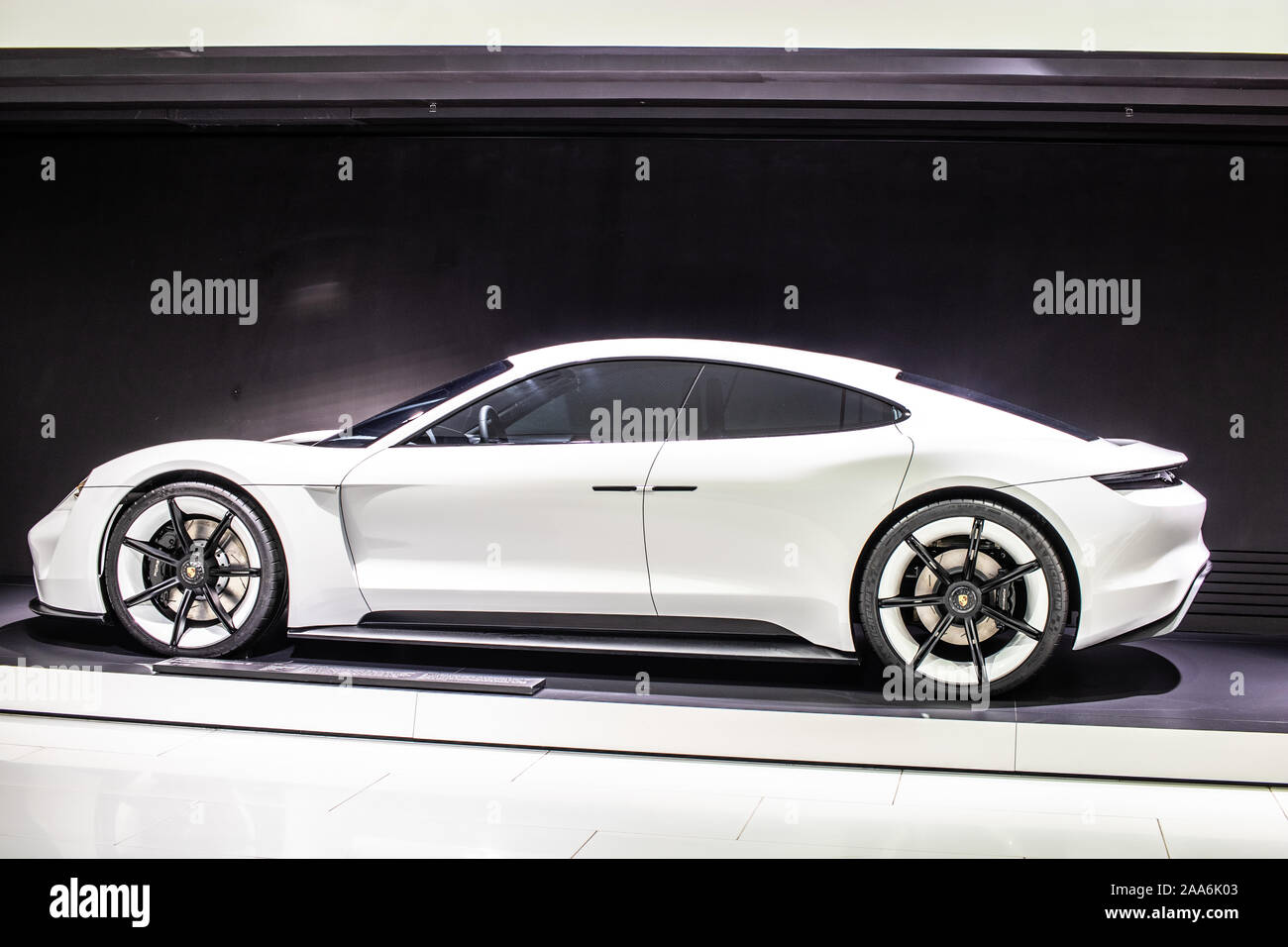Collection of Porsche cars on display at Porsche Museum in Stuttgart ...