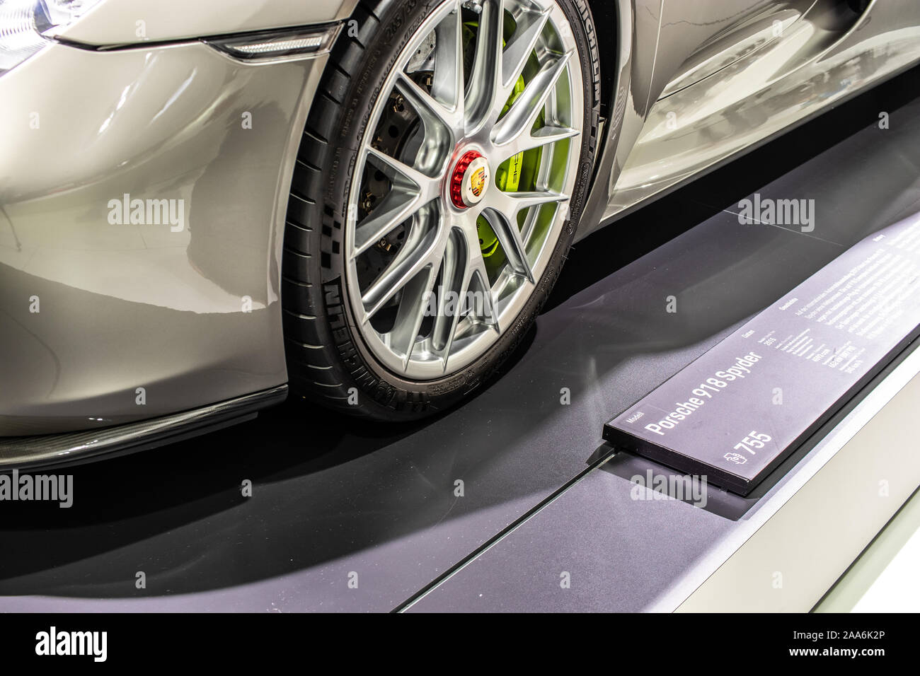 Collection of Porsche cars on display at Porsche Museum in Stuttgart ...
