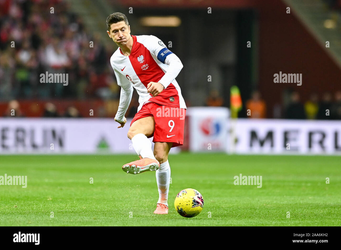 Warsaw, Poland. 19th Nov, 2019. Robert Lewandowski from Poland seen in ...