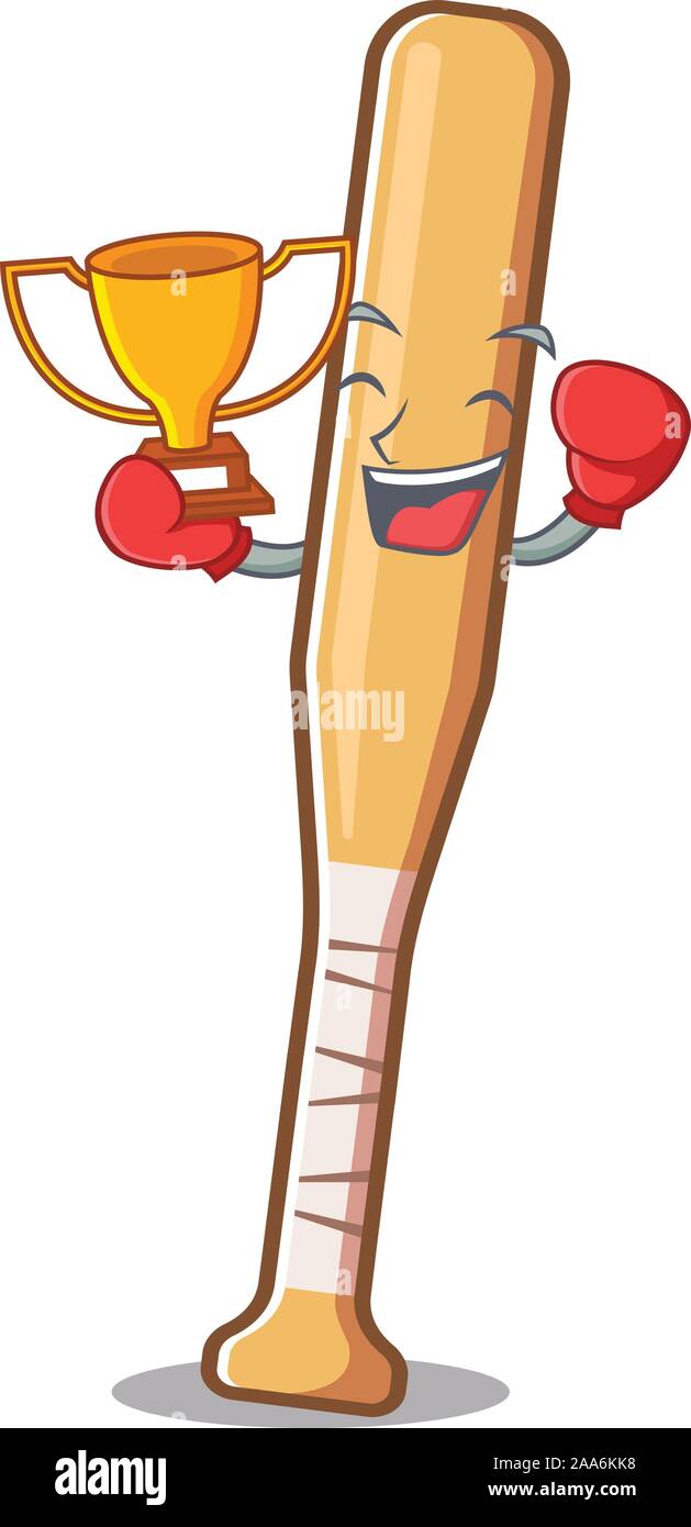 Cartoon baseball bat with the boxing winner character Stock Vector ...