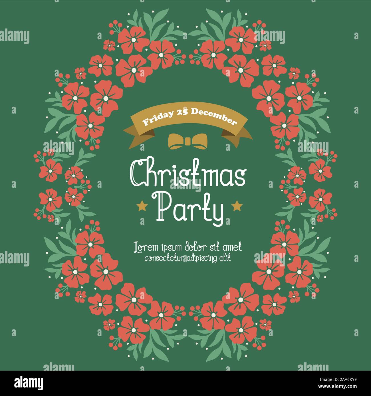 Invitation card lettering of christmas party, with vintage orange ...