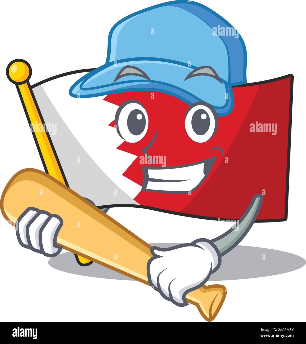 Cartoon flag bahrain isolated in character playing baseball Stock ...