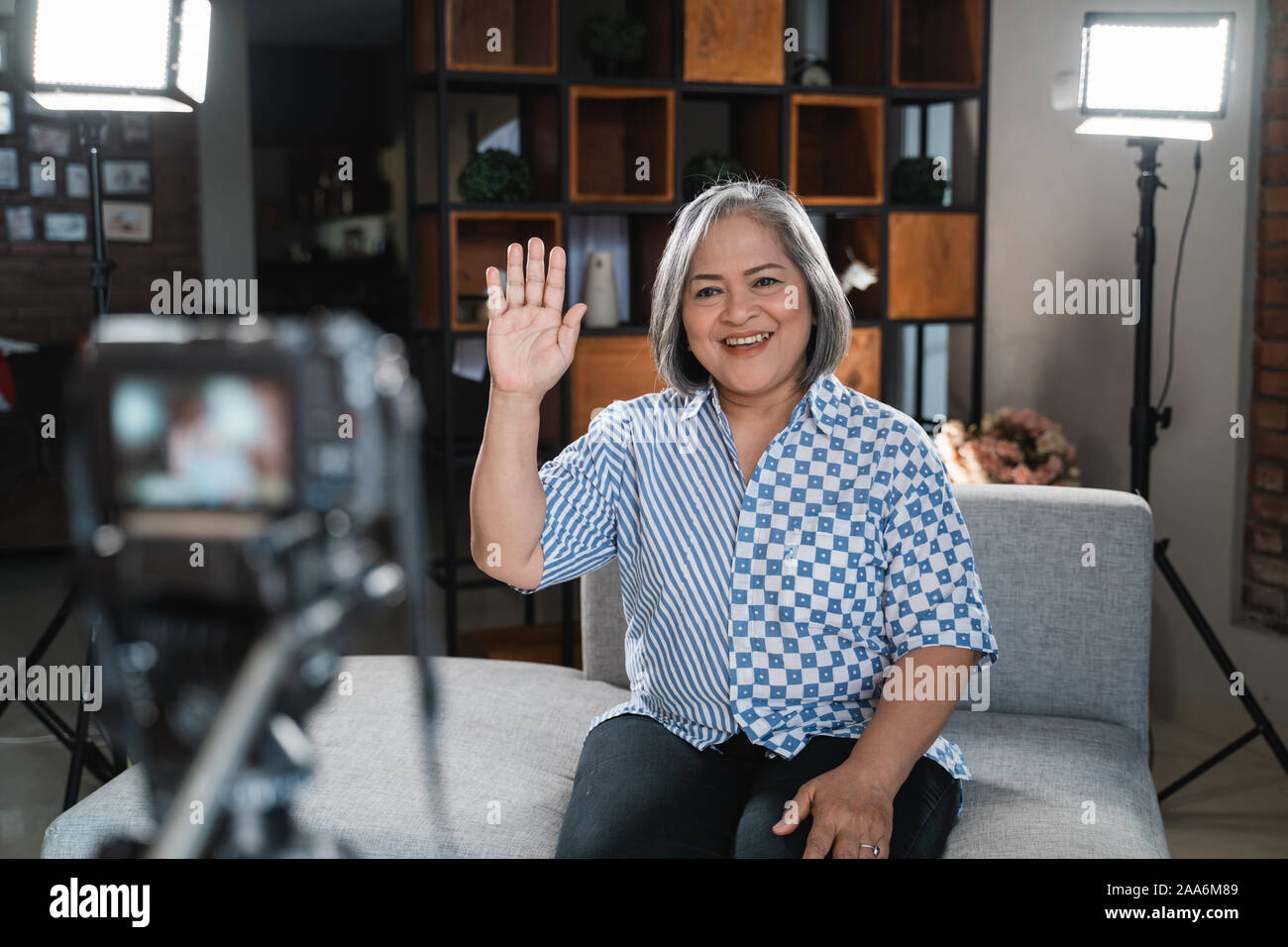 Elderly vlogger hi-res stock photography and images - Alamy