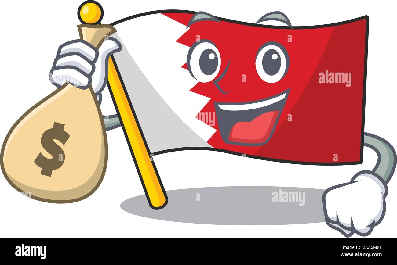 Cartoon flag bahrain isolated in character holding money bag Stock ...