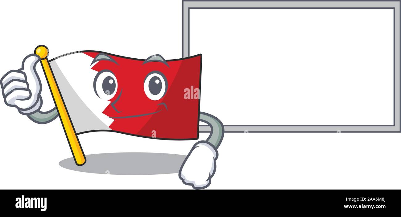 Cartoon flag bahrain isolated in character thumbs up with board Stock ...