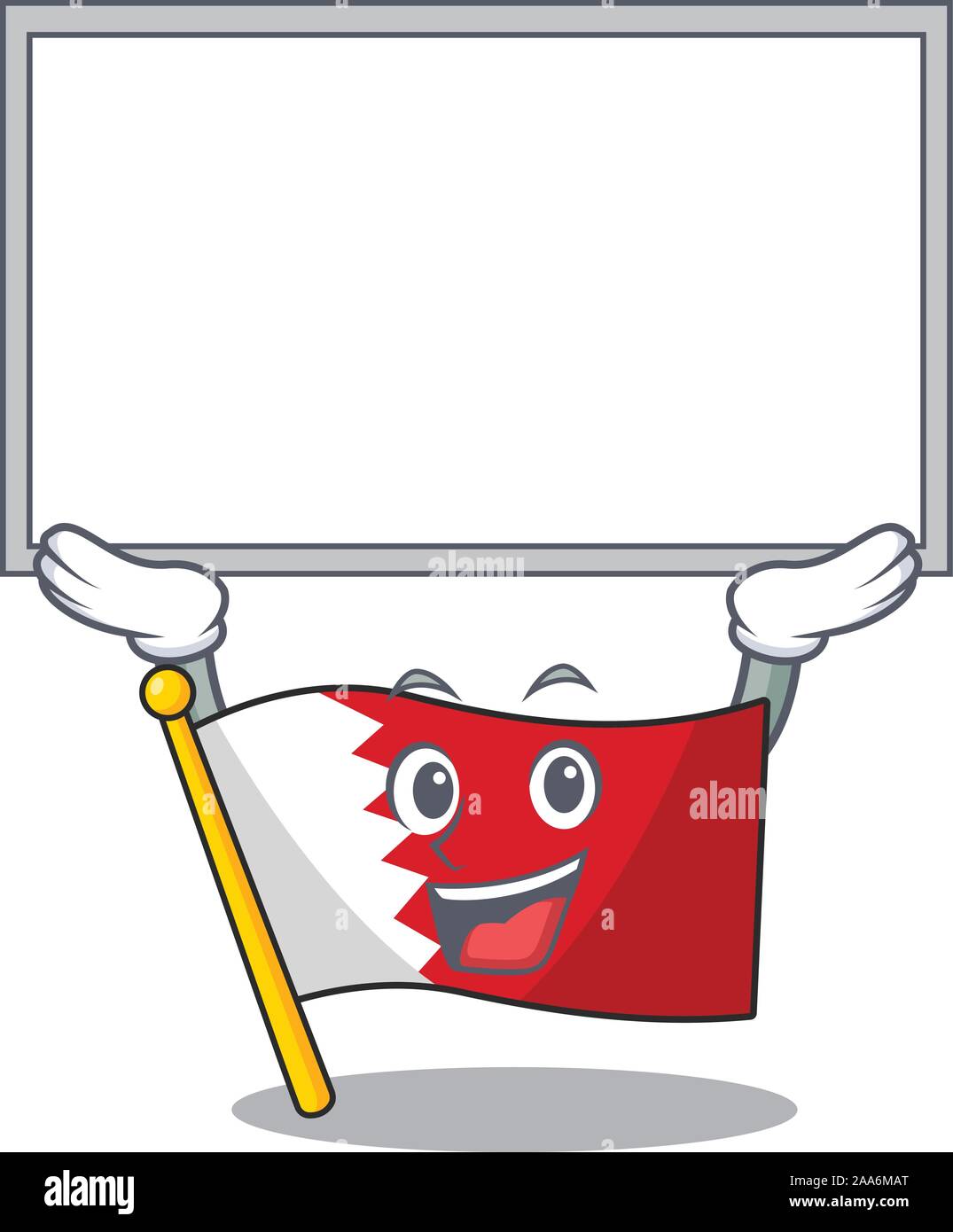 Cartoon flag bahrain isolated in character up board Stock Vector Image ...