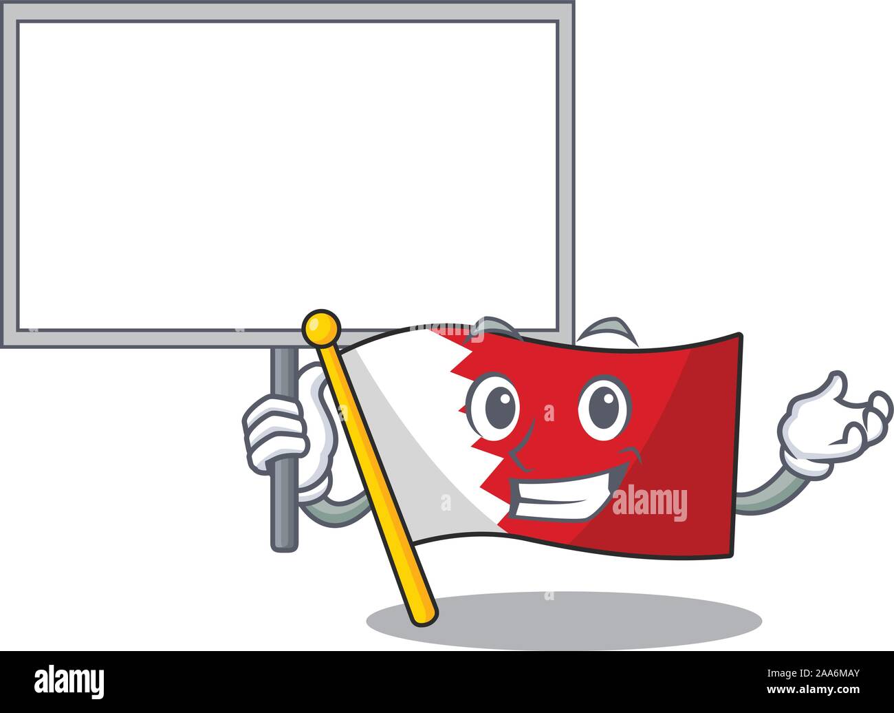 Cartoon flag bahrain isolated in character bring board Stock Vector ...