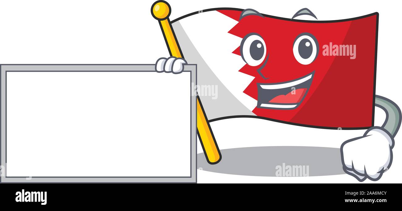 Cartoon flag bahrain isolated in character with board Stock Vector ...