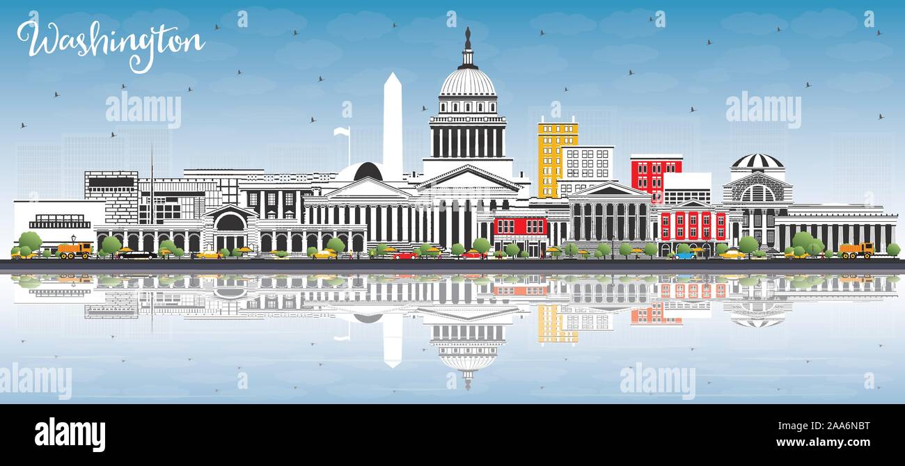 Washington DC USA City Skyline with Gray Buildings, Blue Sky and ...