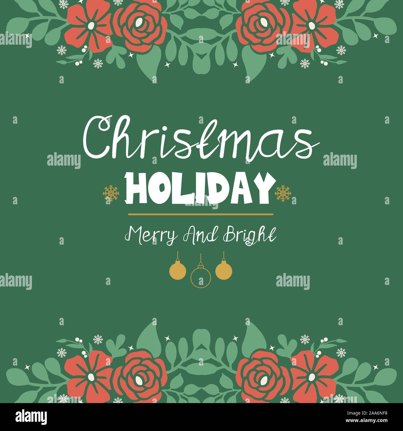 Greeting card text of christmas holiday, with blooms orange wreath ...