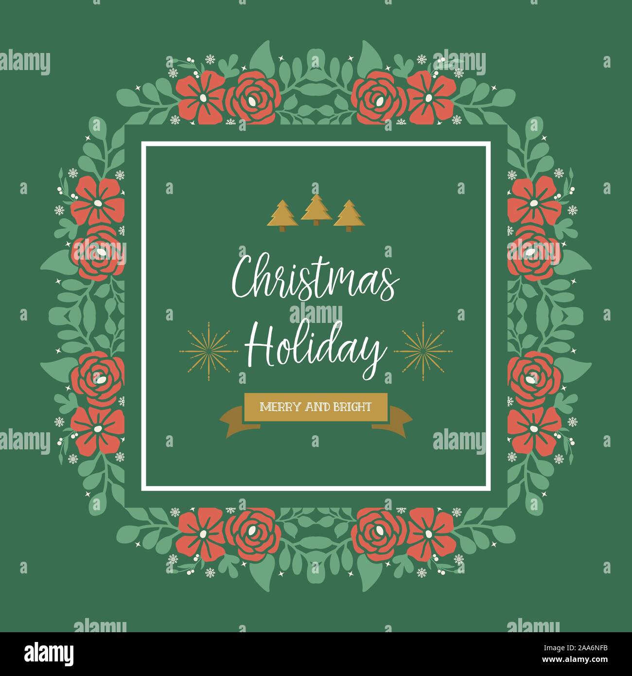 Greeting card text of christmas holiday, with blooms orange wreath ...