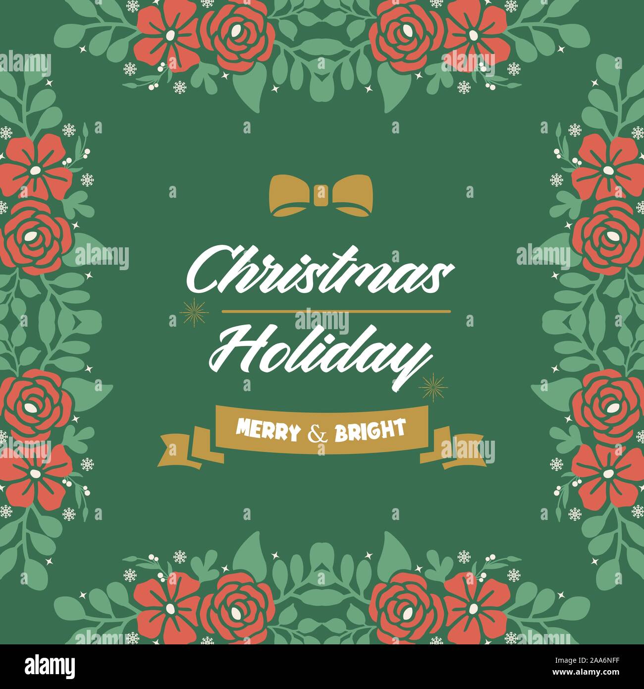 Greeting card text of christmas holiday, with blooms orange wreath ...
