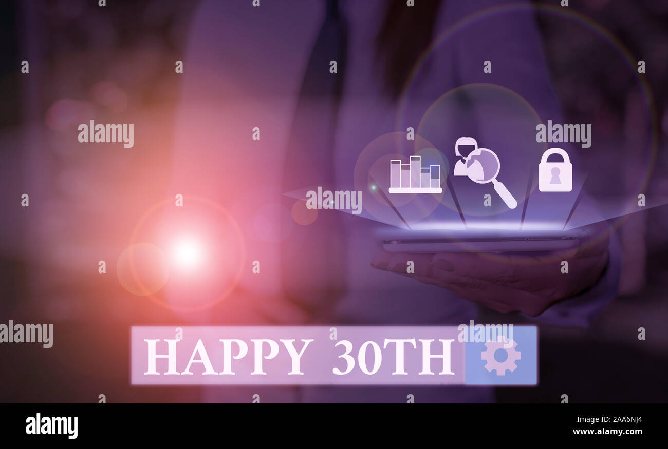 Writing note showing Happy 30Th. Business concept for a joyful occasion ...