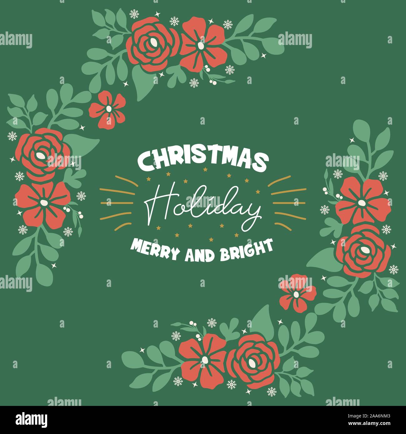 Greeting card text of christmas holiday, with blooms orange wreath ...