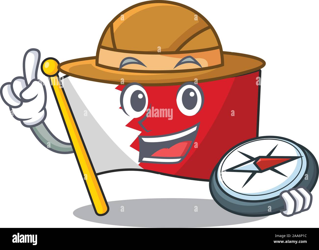 Flag bahrain cartoon with in holding compass character Stock Vector ...