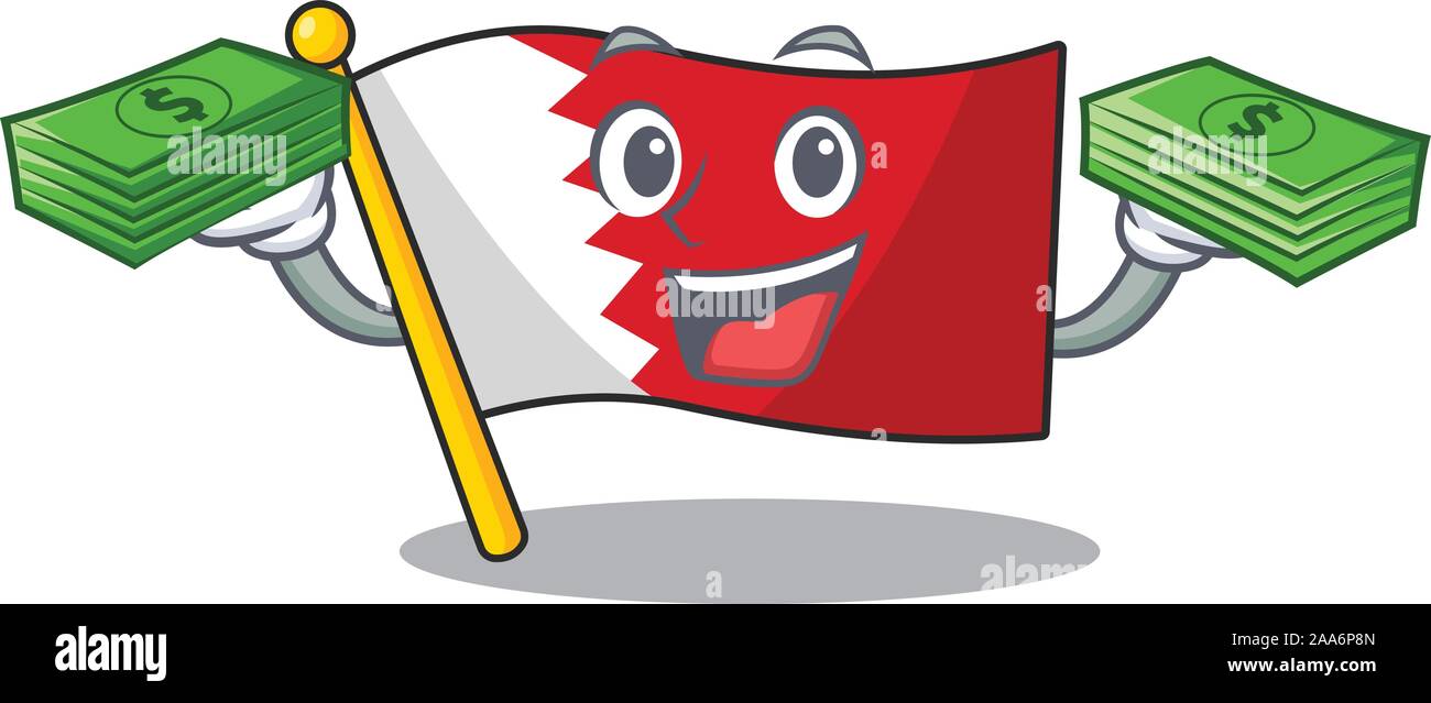 Flag bahrain cartoon with in holding money character Stock Vector Image ...