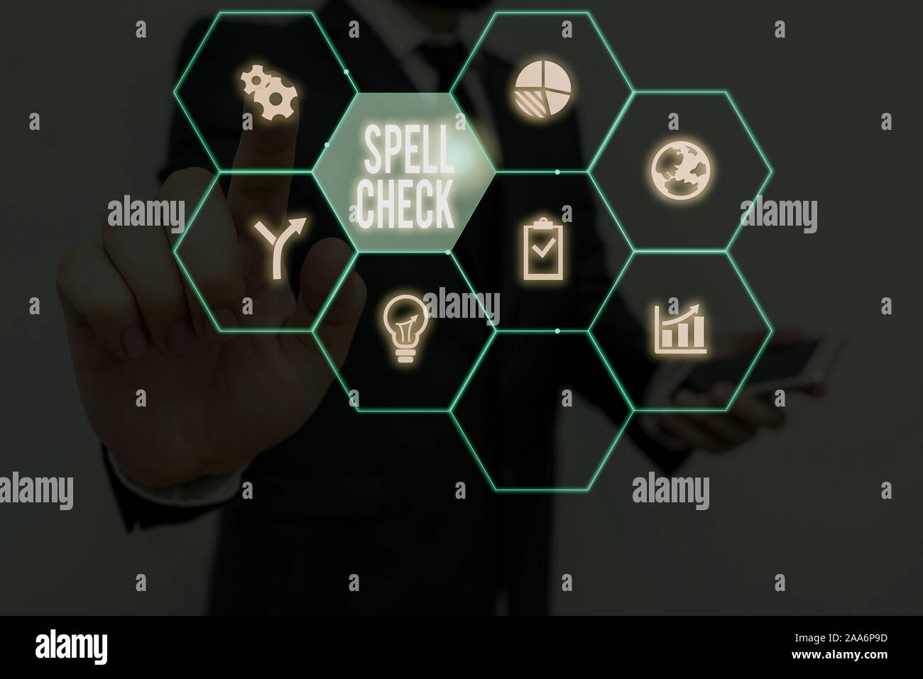 Conceptual hand writing showing Spell Check. Concept meaning to use a computer program to find ...