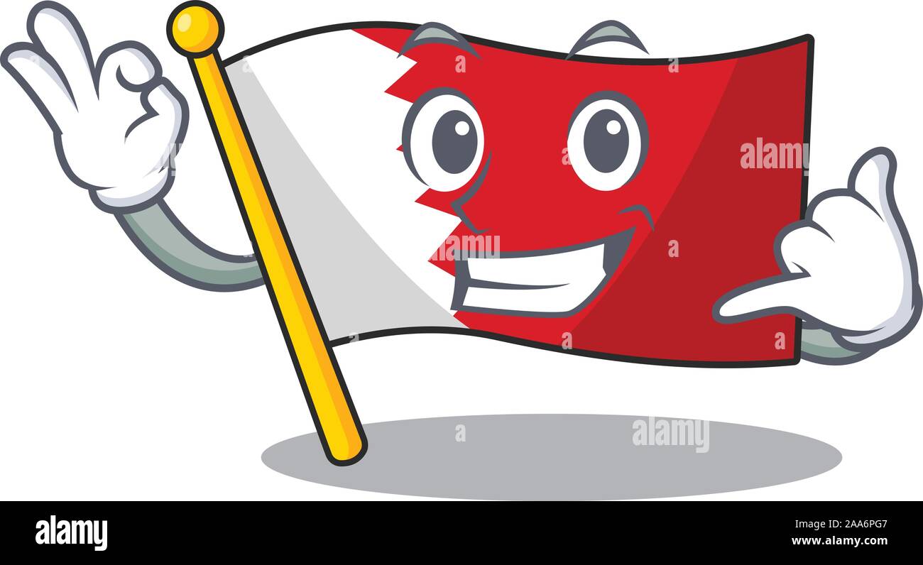 Cartoon flag bahrain isolated in character call me Stock Vector Image ...