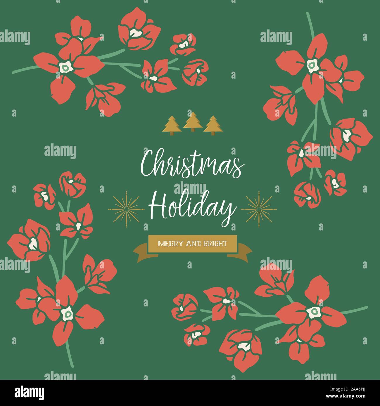 Card pattern design of christmas holiday, with beautiful orange flower ...