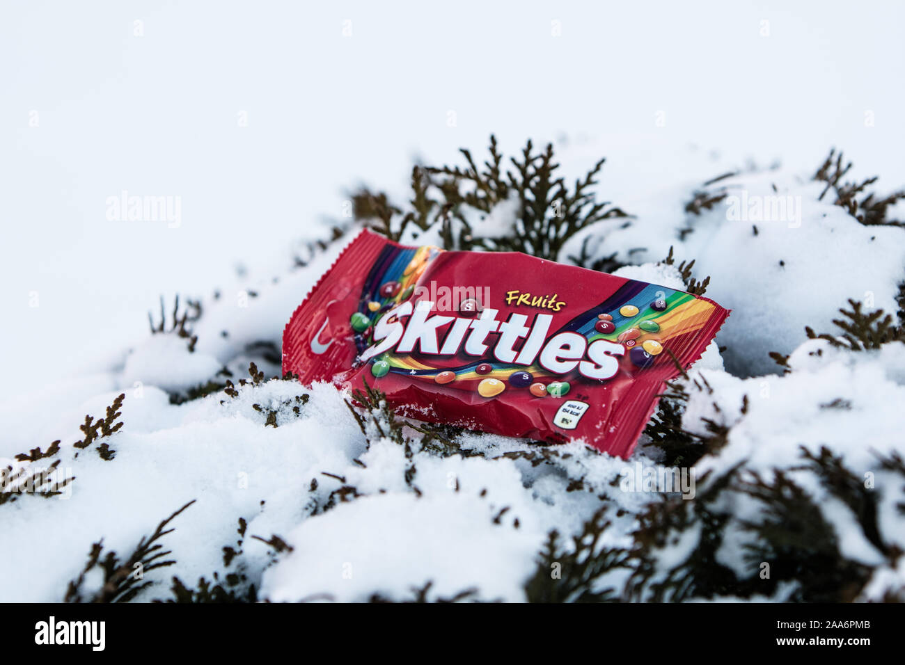 Closeup of Skittles candy, Skittles is a brand of fruit-flavored candy ...