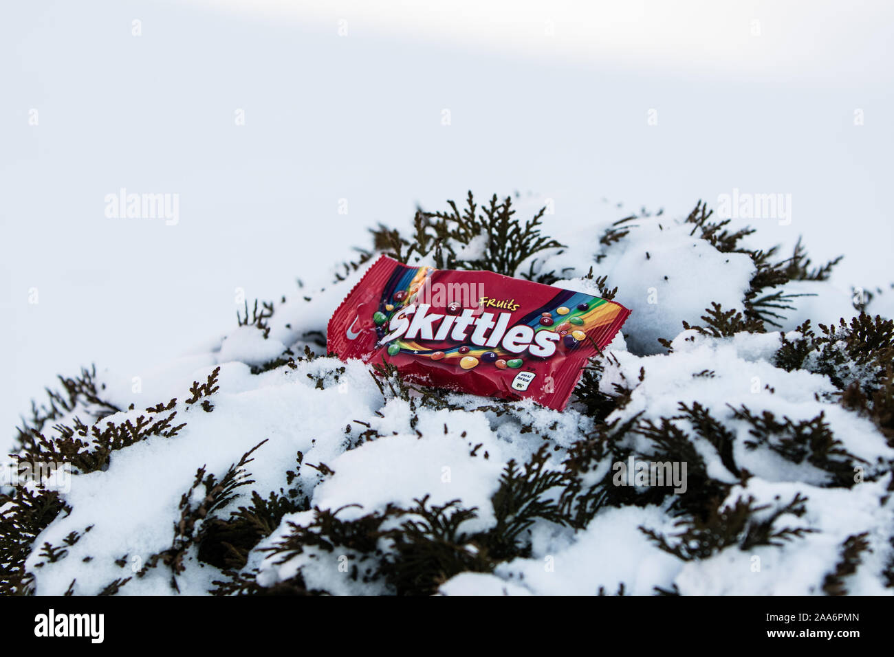 Closeup of Skittles candy, Skittles is a brand of fruit-flavored candy ...