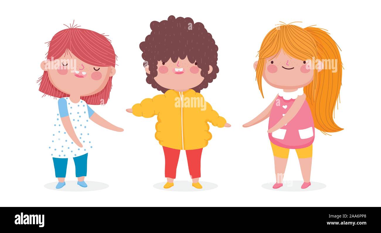 cute little kids cartoon on white background vector illustration Stock ...