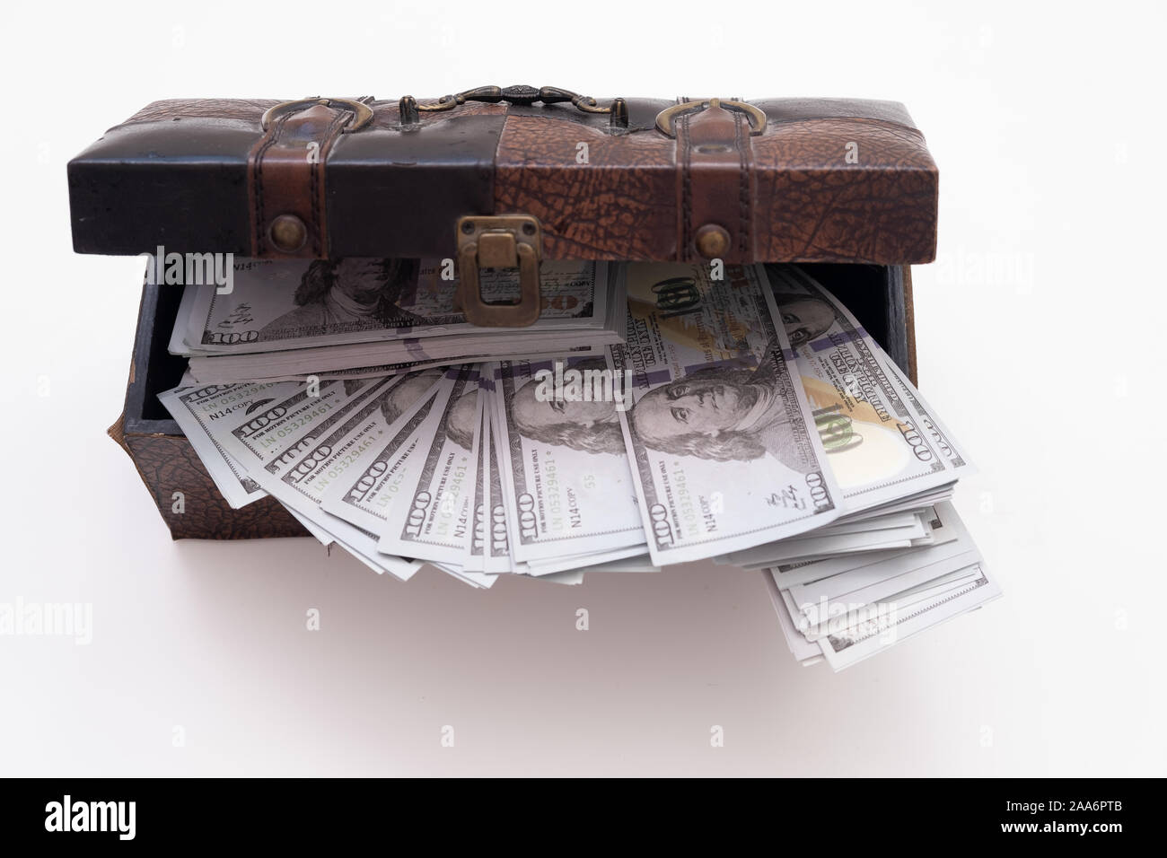 an old chest with wealth, a lot of money. Concept of wealth and ...